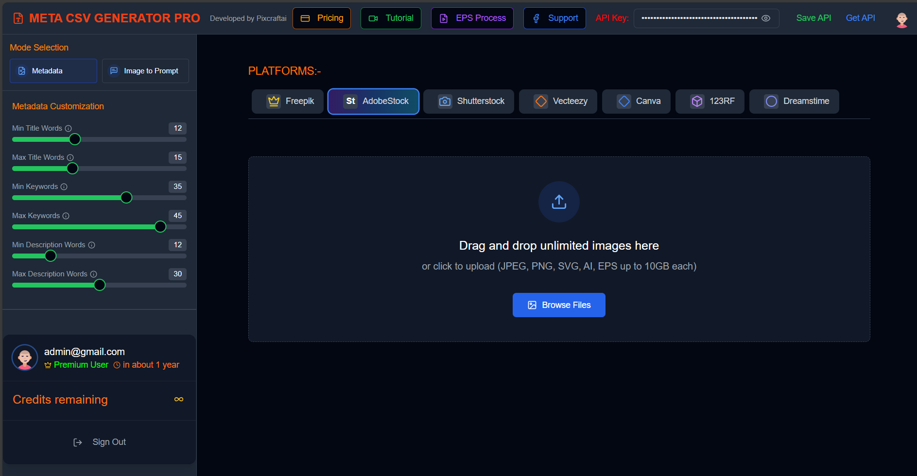 PixCraftAI - AI-Powered Image Metadata Generator | SEO Keywords & Descriptions for Stock Photos
